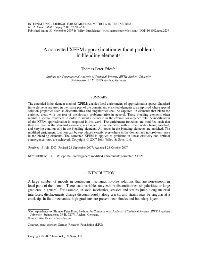A Corrected XFEM Approximation Without Problems in Blending Elements ...