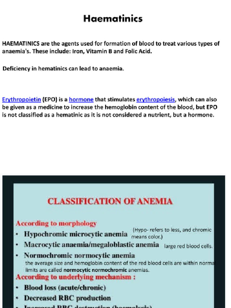 Hematinics, Coagulants and Anticoagulants | PDF