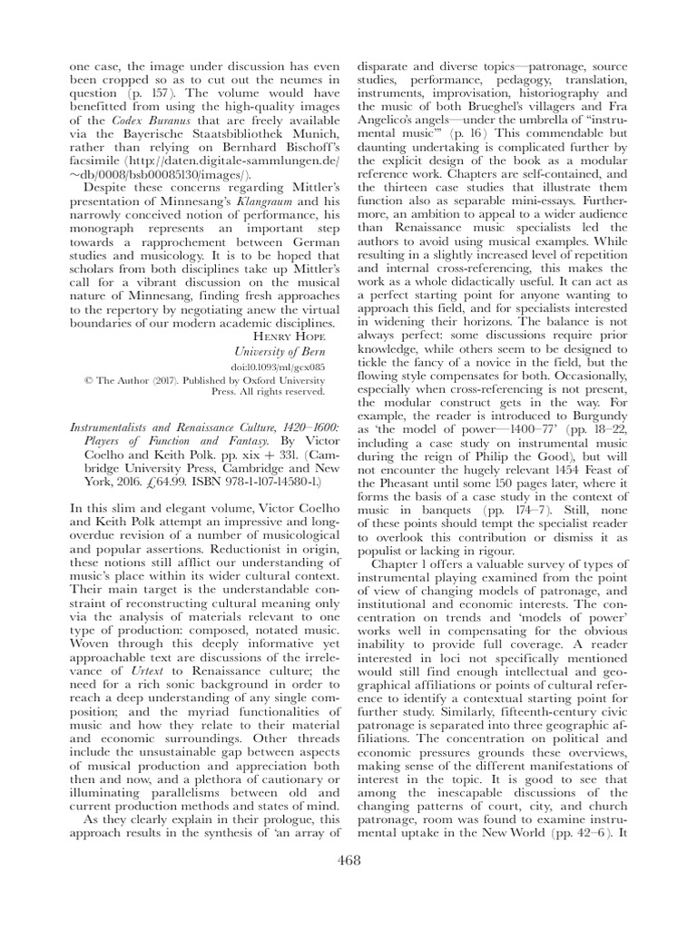 Smilansky - Instrumentalists and Renaissance Culture | PDF