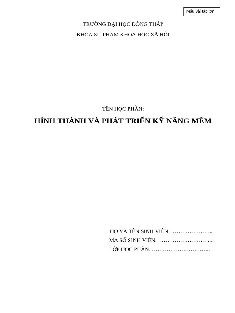 Hướng dẫn BTL-HÌNH THÀNH VÀ PHÁT TRIỂN KNM | PDF