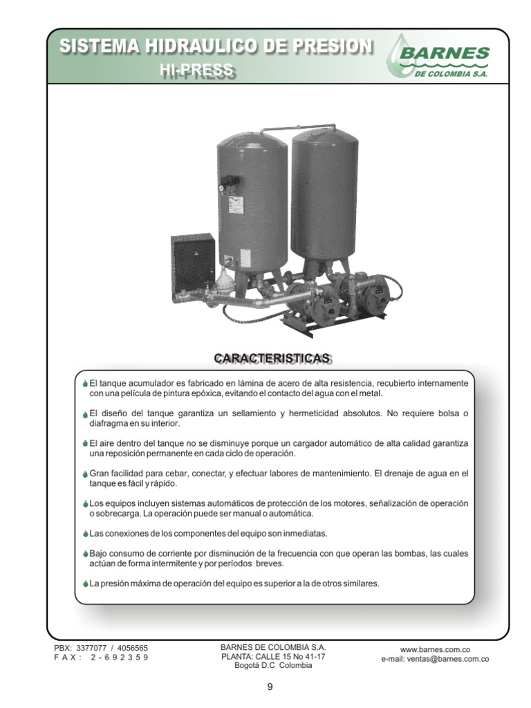 Sistema Hidráulico Hi-Press de Barnes | PDF | Tanques | Tap (Válvula)