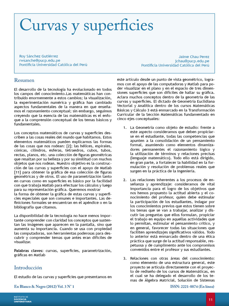 Curvas - y - Superficies PUCP | PDF | Curva | Geometría