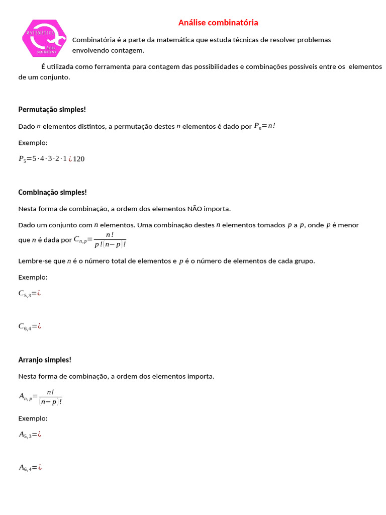 Combinatoria 1 | PDF