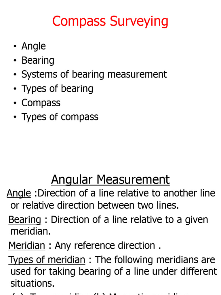 Compass Surveying Notes - Notes | PDF | Compass | Elementary Geometry