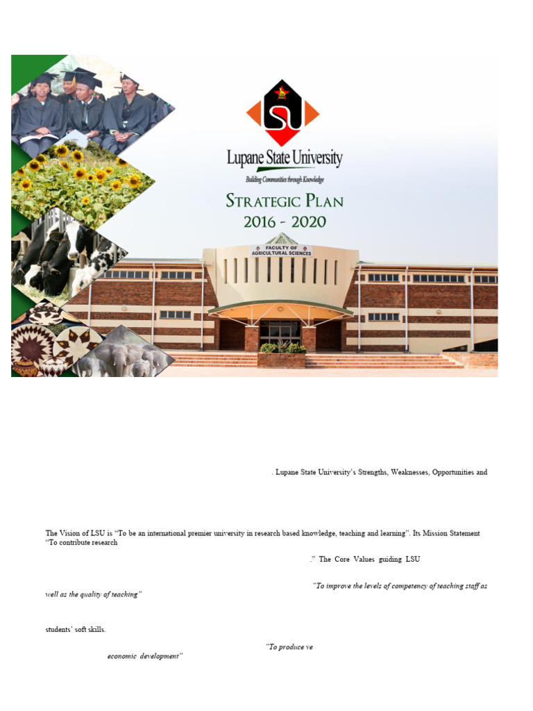 LSU Strategic Plan 2016-2020 Overview | PDF | Agriculture | Swot Analysis