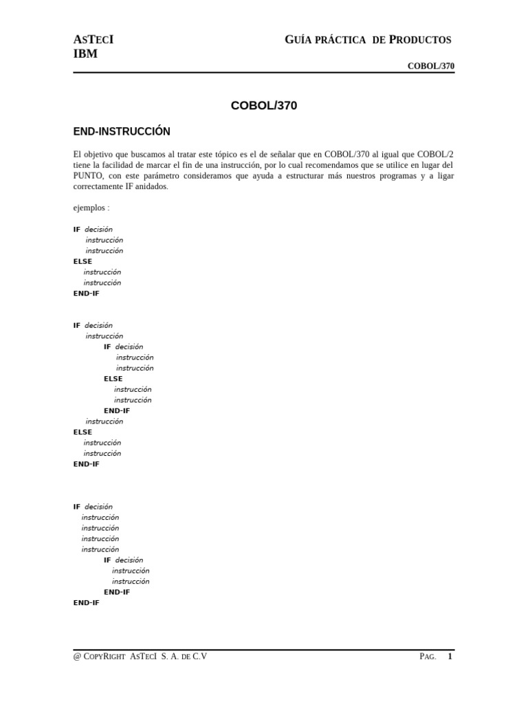 Cobol370 | PDF | Codificaciones | Notación