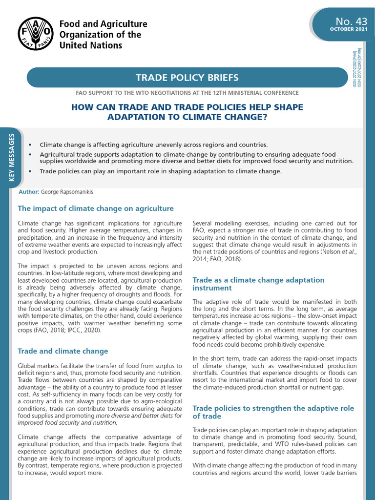 FAO CLIMATE & TRADE | PDF | Climate Change | Food Security
