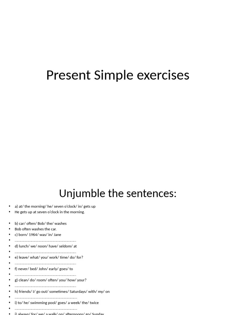 Present Simple Grammar Exercises | PDF | Syntax | Linguistics
