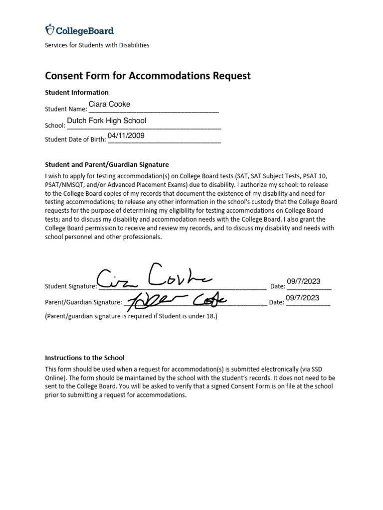 College Board Form | PDF