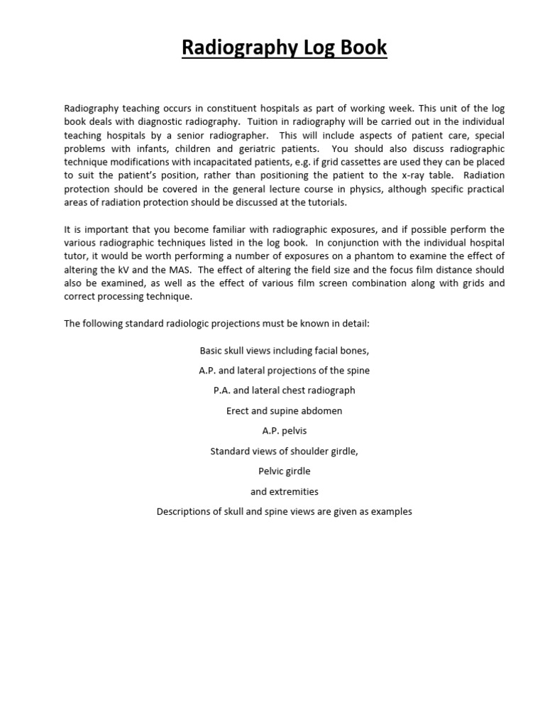 Radiography-Log-Book | PDF | Vertebra | Skull