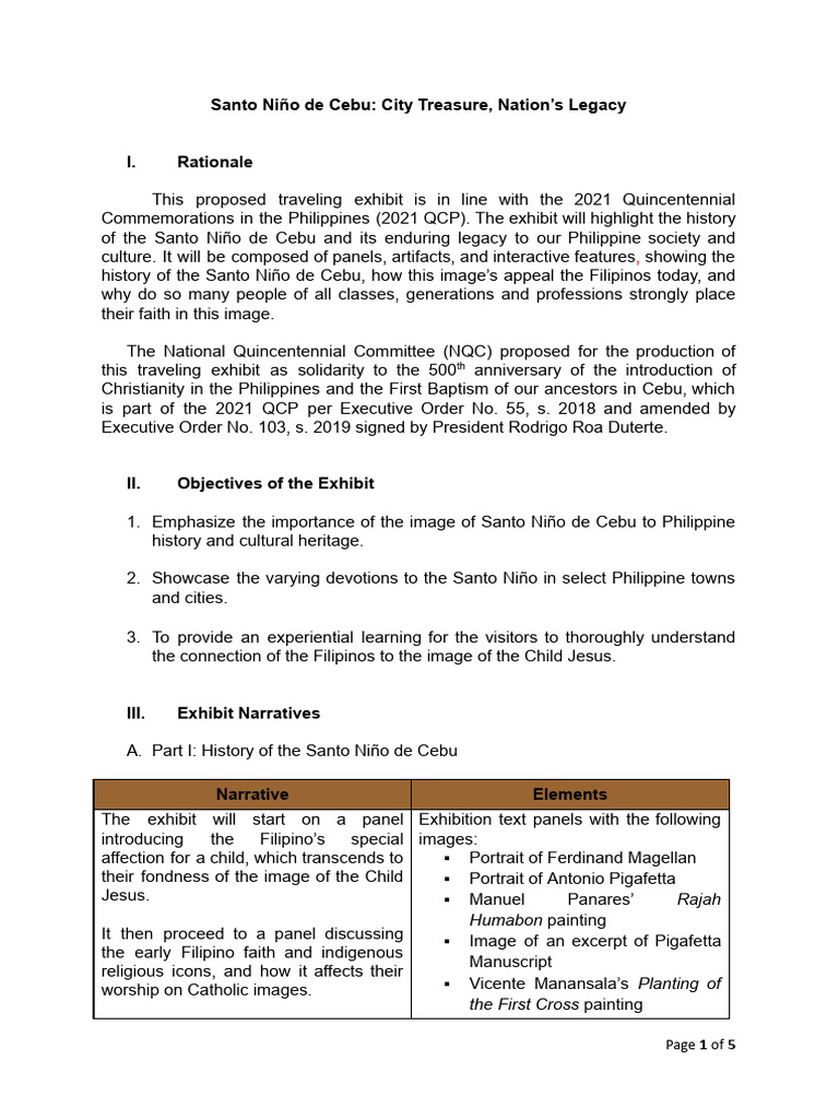 REV Santo Niño de Cebu Exhibit Outline and Concept | PDF | Cebu ...