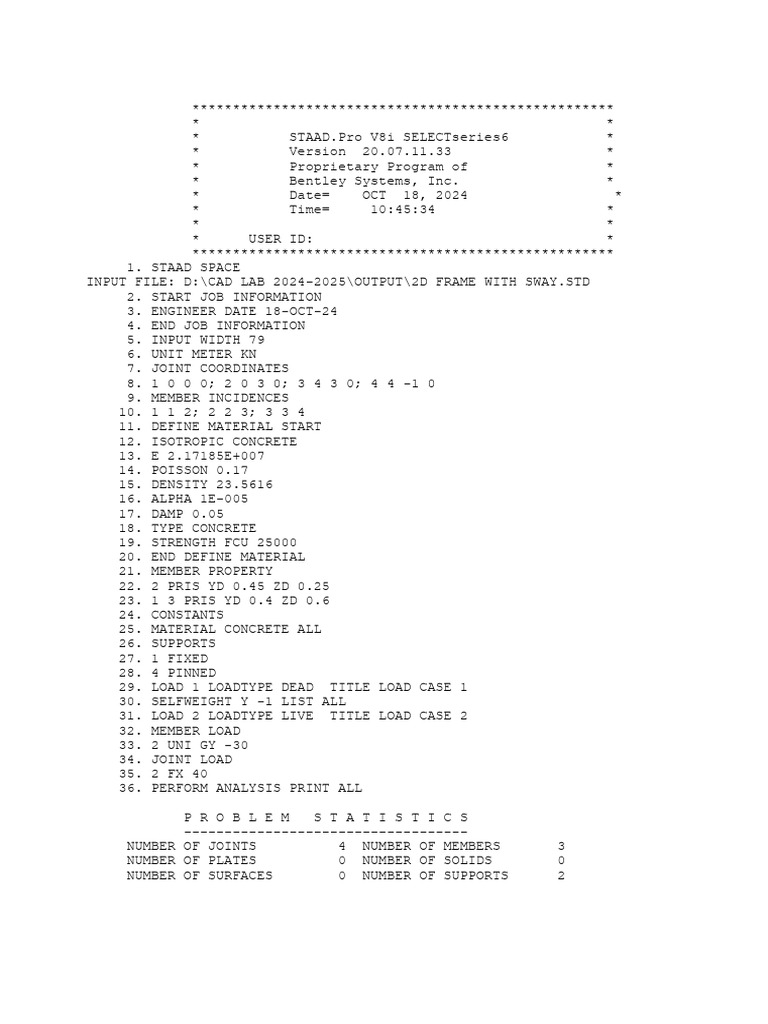 2D Frame With Sway-2 | PDF | Beam (Structure) | Building Engineering