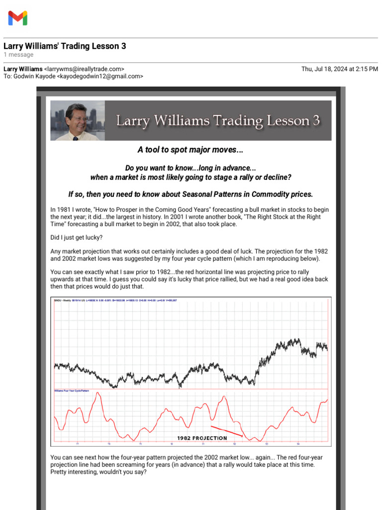 Larry Williams' Trading Lesson 3 | PDF | Futures Contract | Option (Finance)