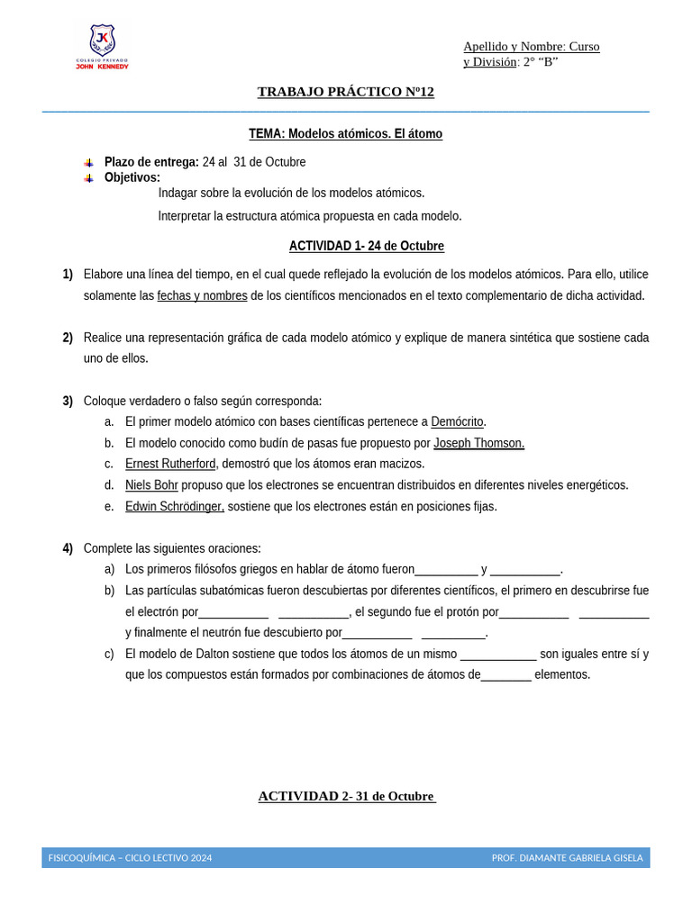 TPN°12 | PDF | Átomos | Núcleo atómico