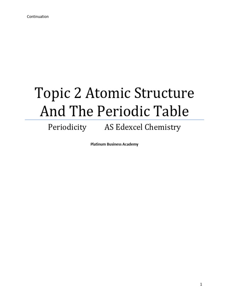 Atomic Structure & Periodicity | PDF