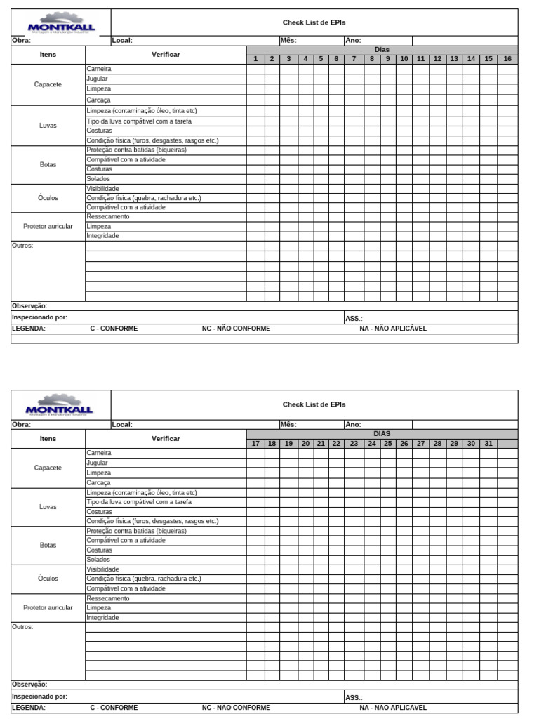 FO-MKL-002 - R00 - Check-List em EPIs | PDF