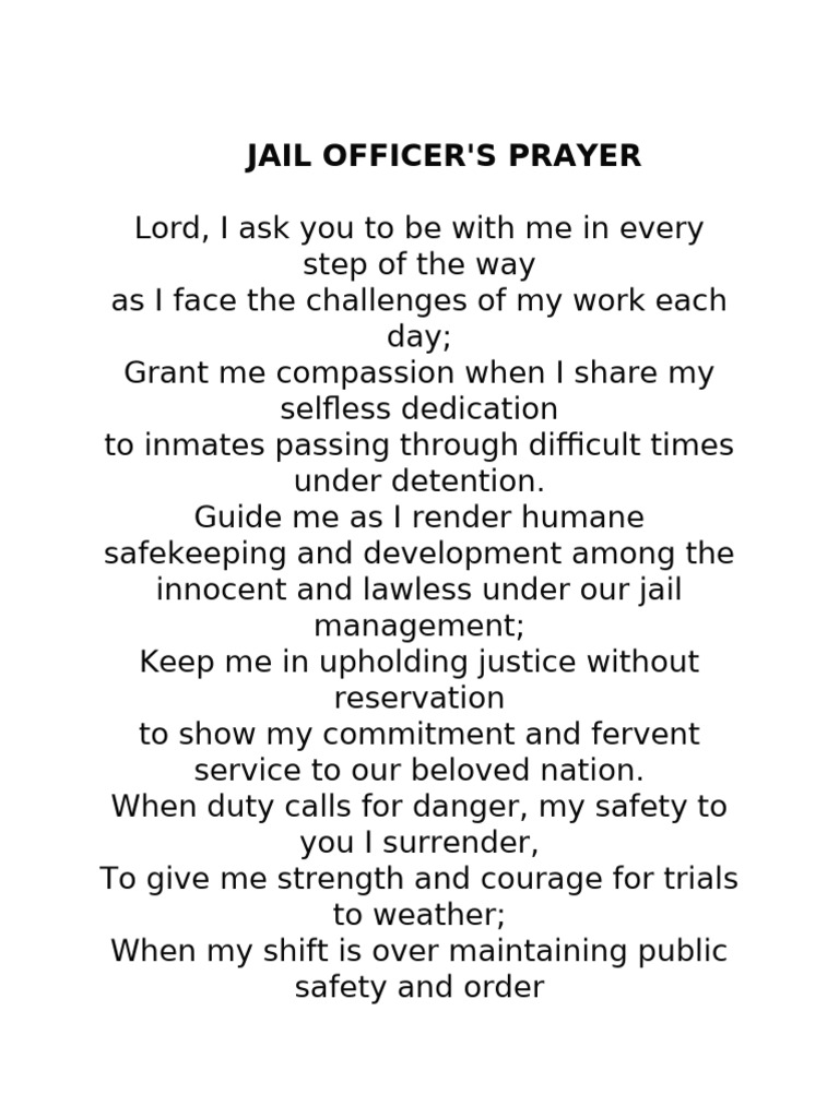 Jail Officer'S Prayer | PDF