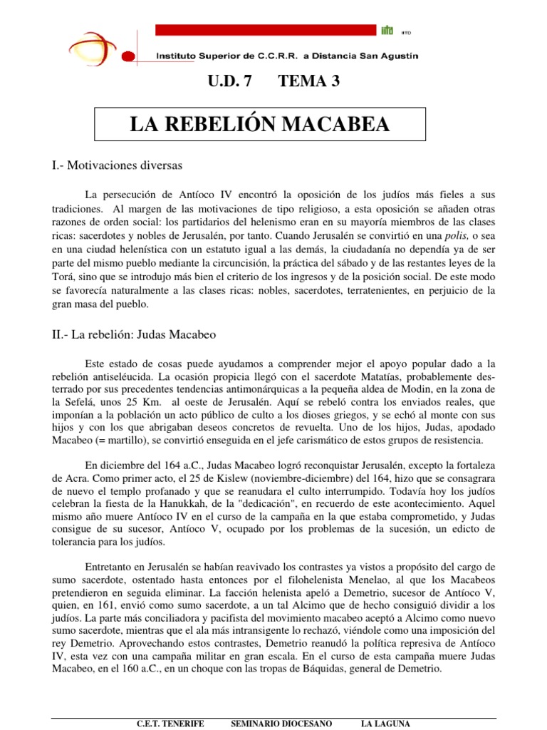 Rebelión y Dinastía Macabea | PDF | Macabeos | Rebeliones