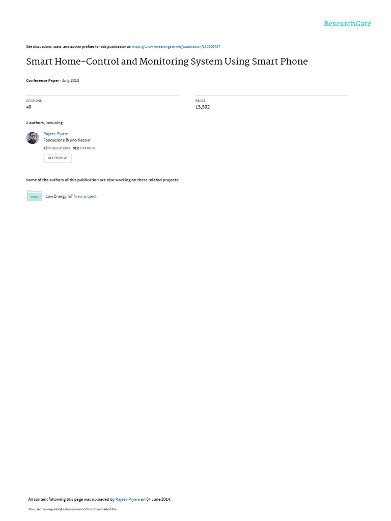 smart home control and monitoring using Micro | PDF | Home Automation | Internet Of Things