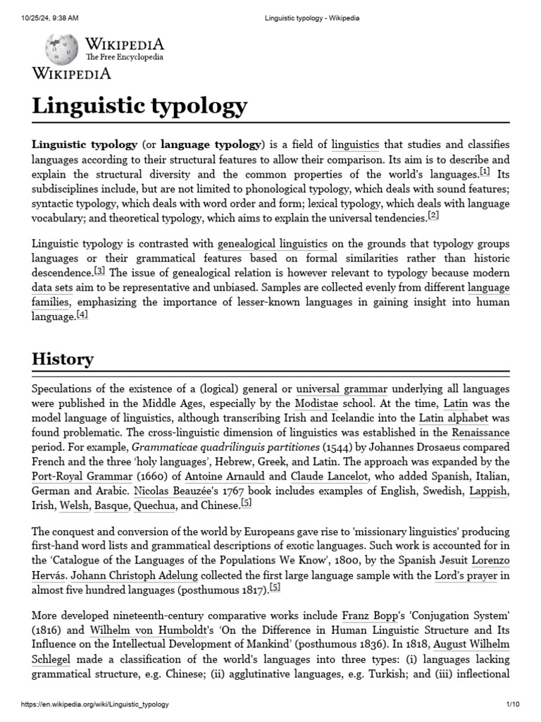Linguistic Typology Article | PDF | Linguistic Typology | Linguistics
