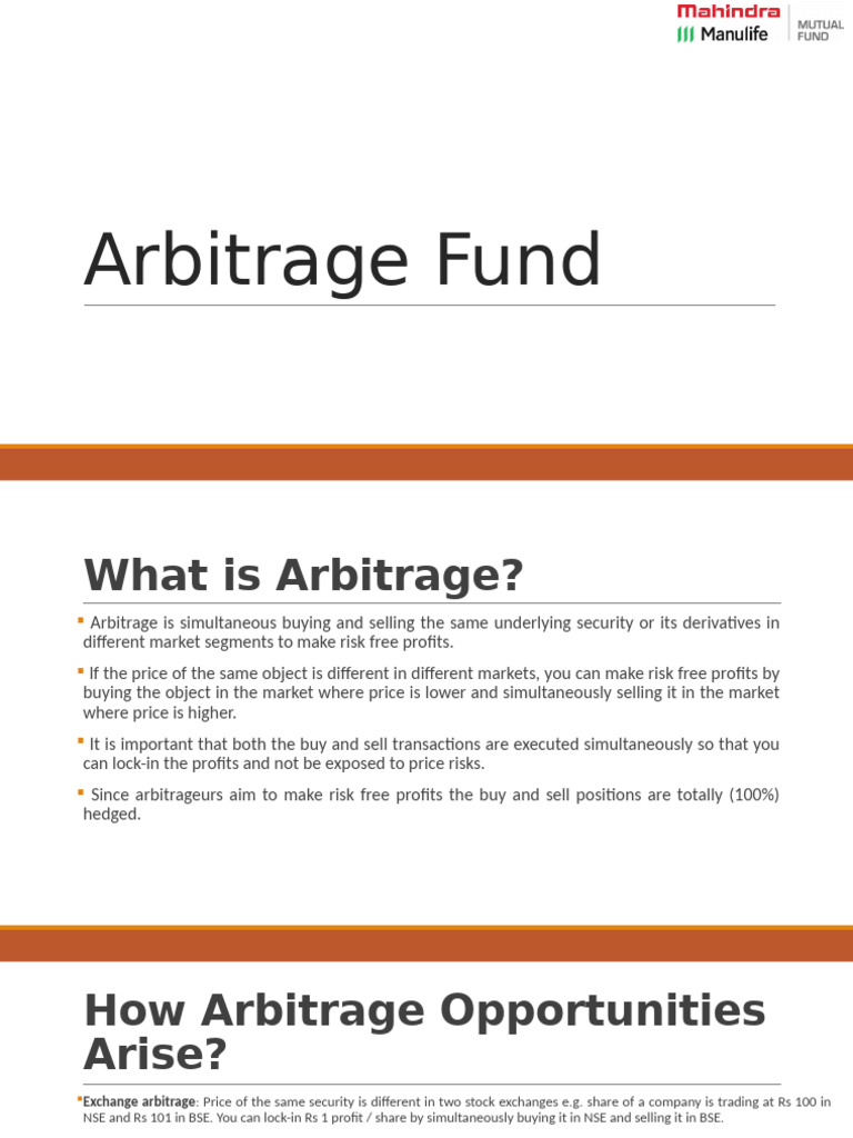 Arbitrage Funds | PDF | Arbitrage | Stocks