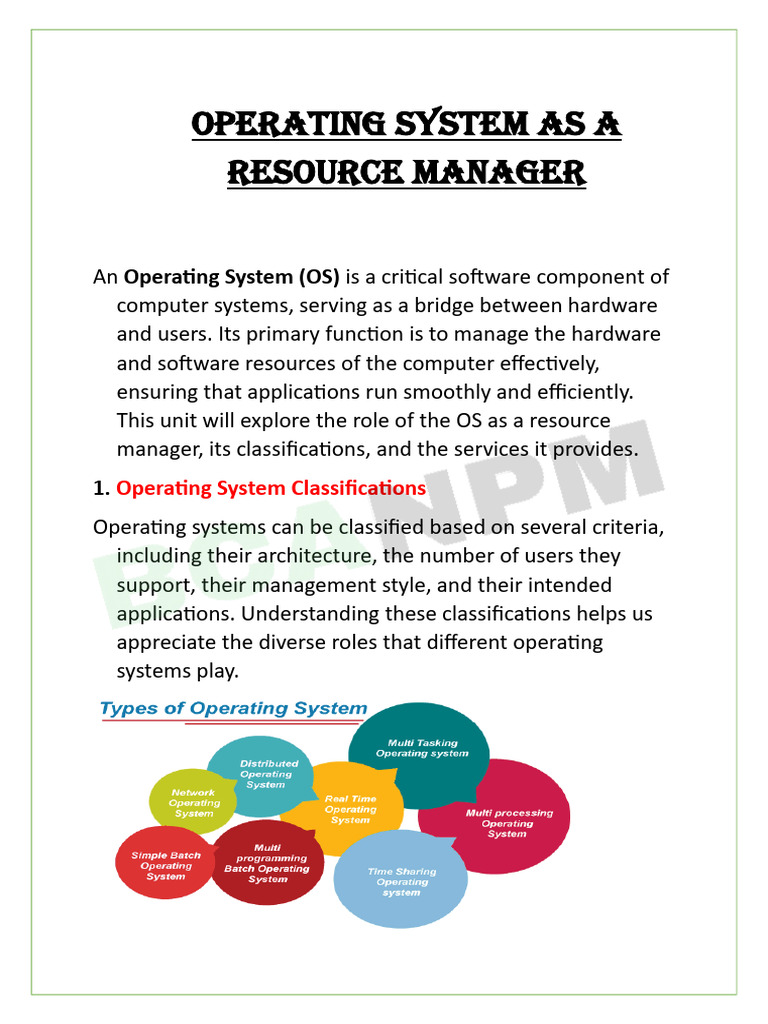 1-Operating System as a Resource Manager | PDF | Operating System | Process (Computing)