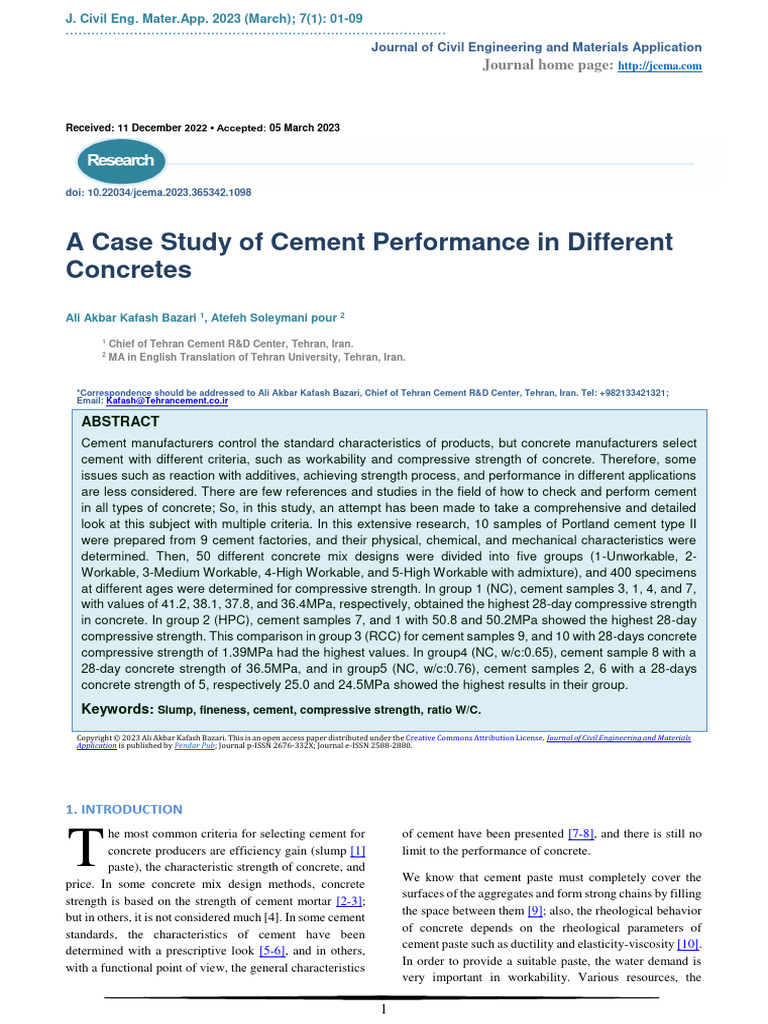 A Case Study of Cement Performance in Different | PDF | Concrete | Cement
