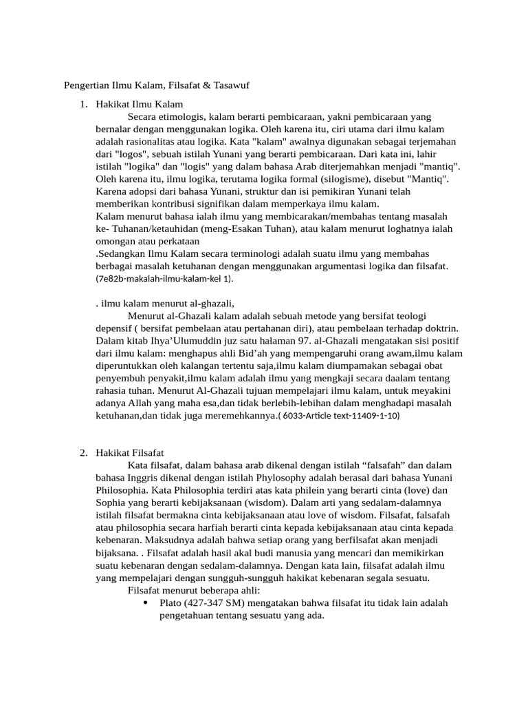 Bagian Pengertian Ilmu Kalam Pdf
