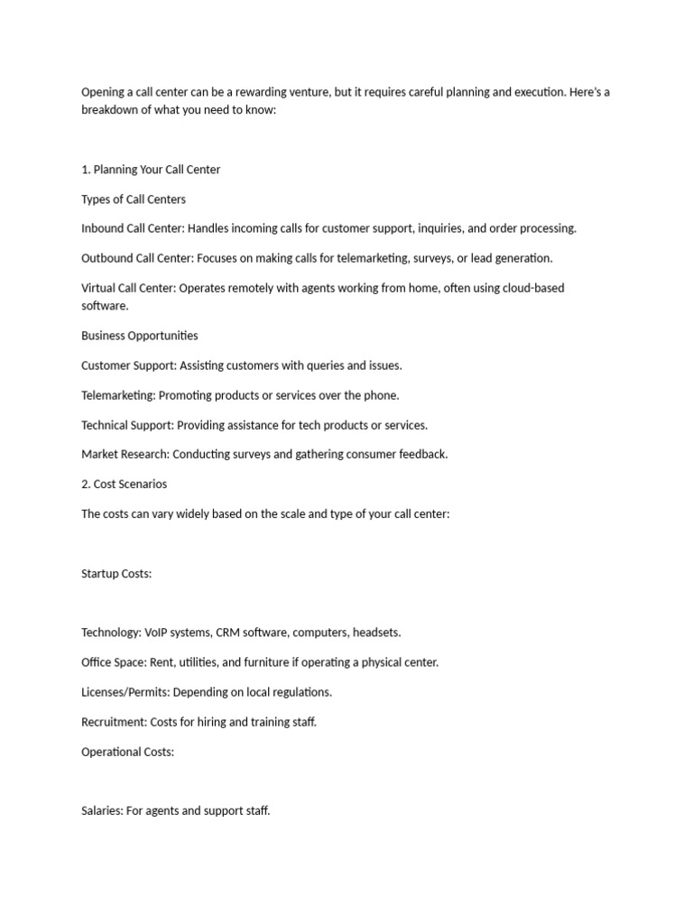 Call Center PDF | PDF | Call Centre | Pricing