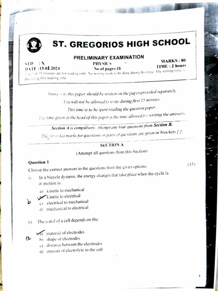 ST Greg Phy Prelim 2024 MCQ Solution | PDF