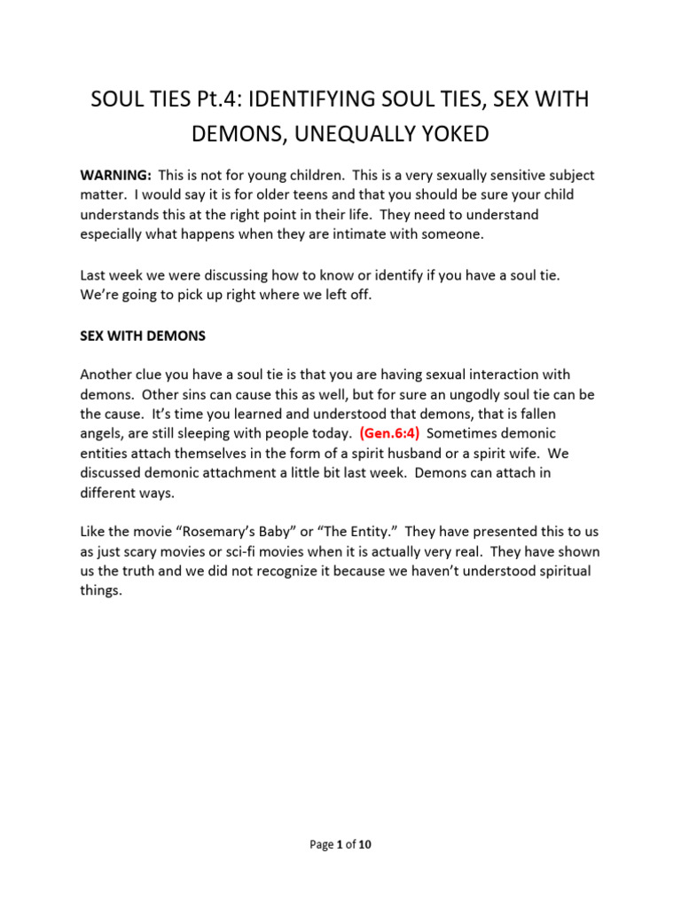 2022 08 21 - SOUL - TIES Pt4 | PDF | Demons | Jesus