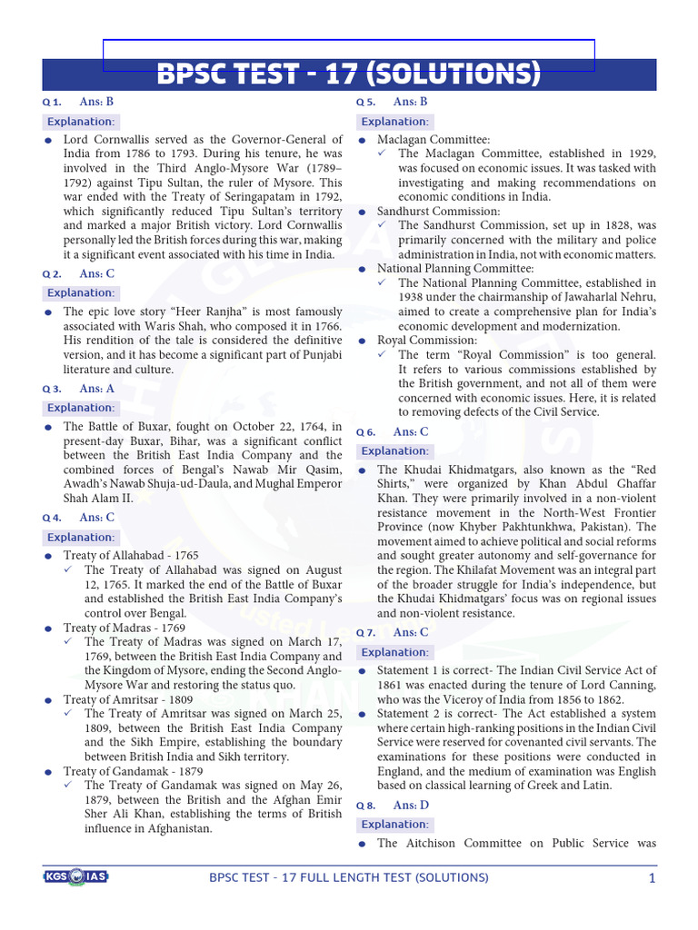 Test-17 Full Length Test Solution (English) - 7480948875 | PDF ...