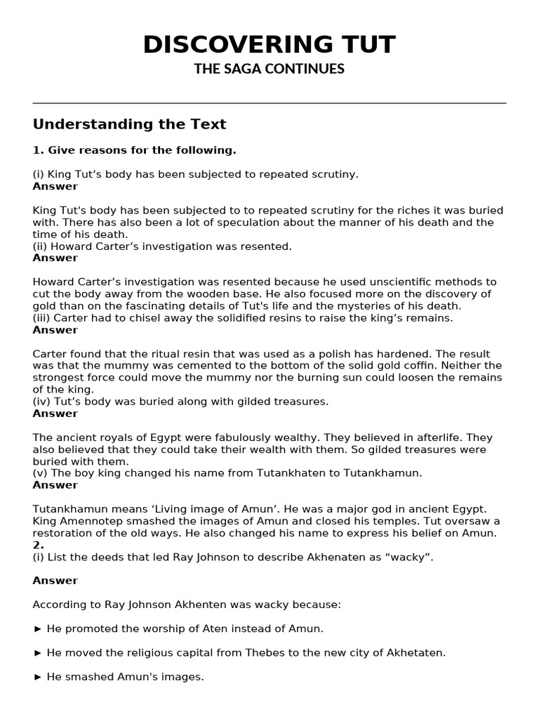 DISCOVERING TUT | PDF | Tutankhamun | Akhenaten