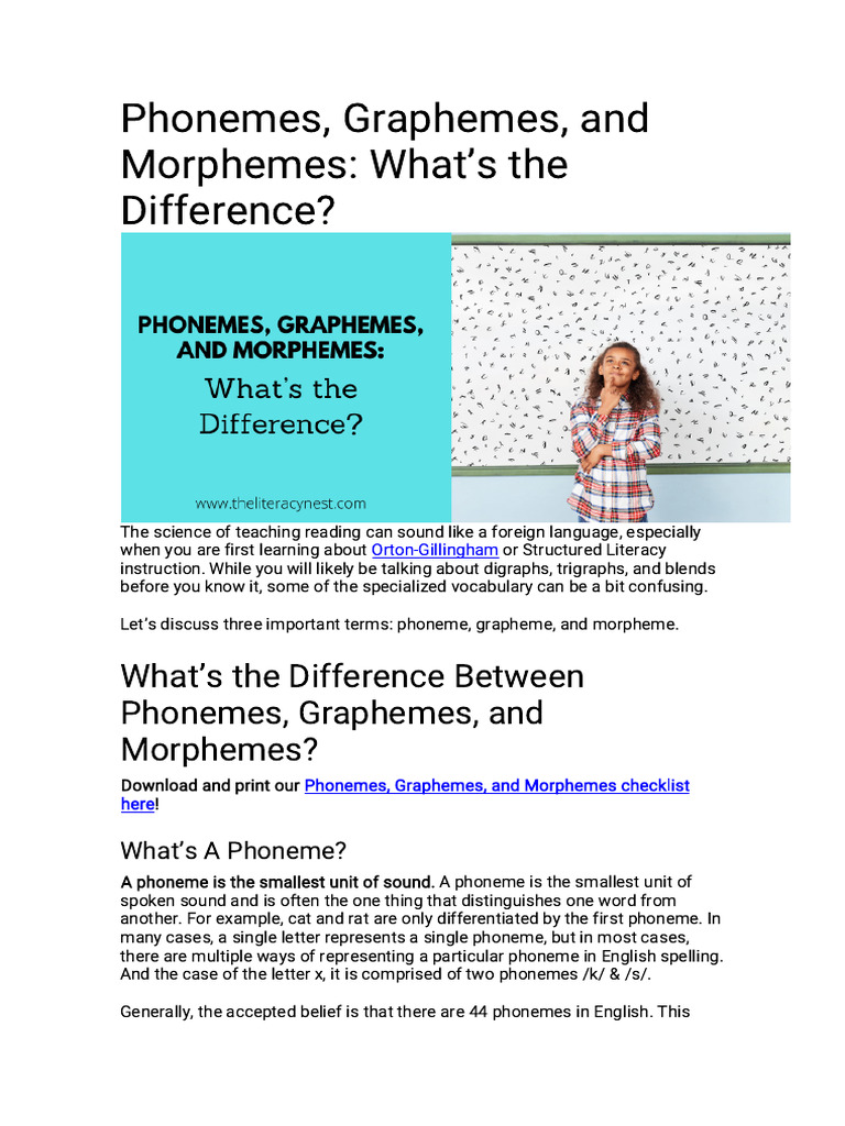 Phonemes-Graphemes-and Morphemes What's The Difference | PDF | Phoneme ...