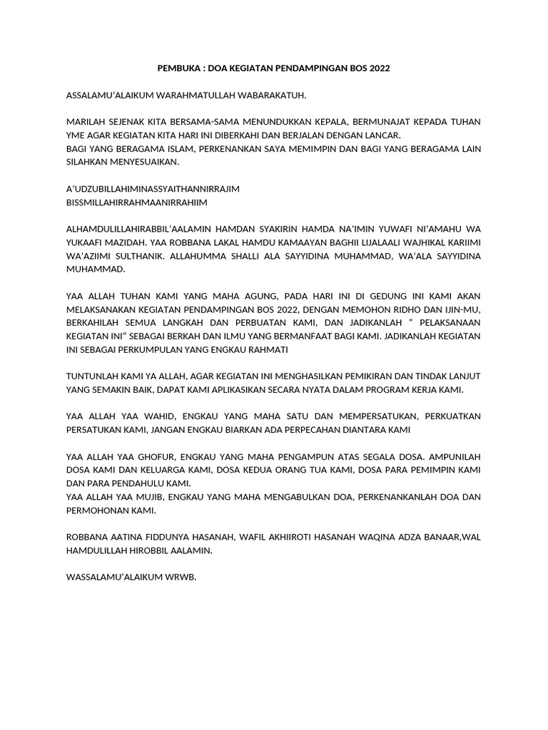 Doa Pembuka | PDF