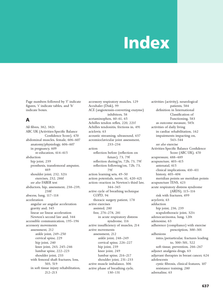 Comprehensive Index Overview | PDF | Physical Therapy | Chronic ...