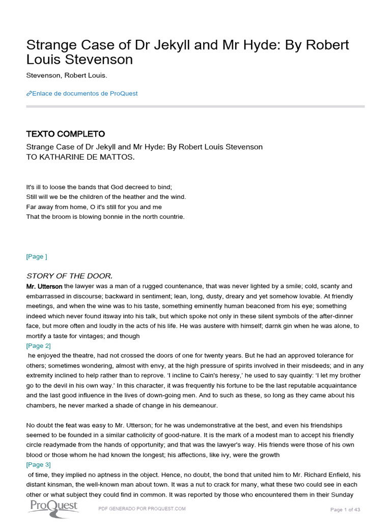 Dr. Jekyll and Mr. Hyde | PDF | Dr. Jekyll And Mr. Hyde (Character ...