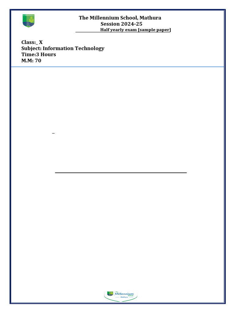 10th IT_sample paper | PDF | Spreadsheet | Worksheet
