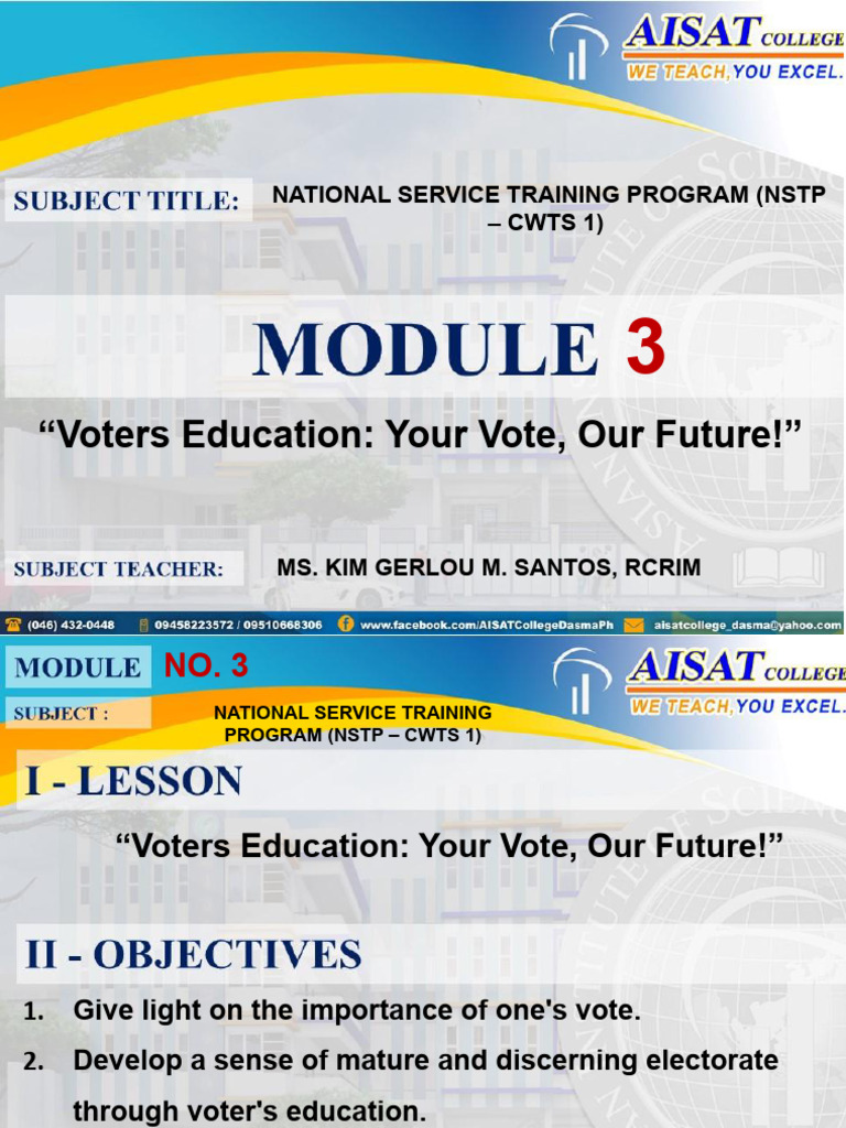 Egv Module3 NSTP 1 | PDF | Judiciaries | Elections