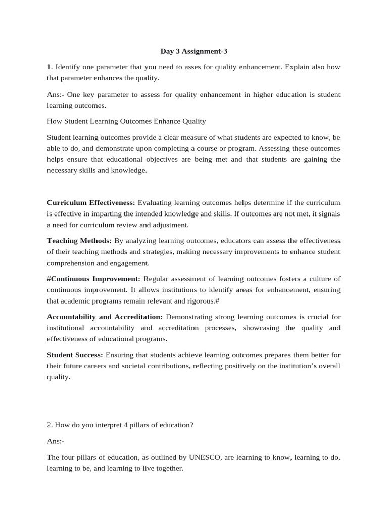 Advance Pedagogy Assignment 3 | PDF | Curriculum | Learning