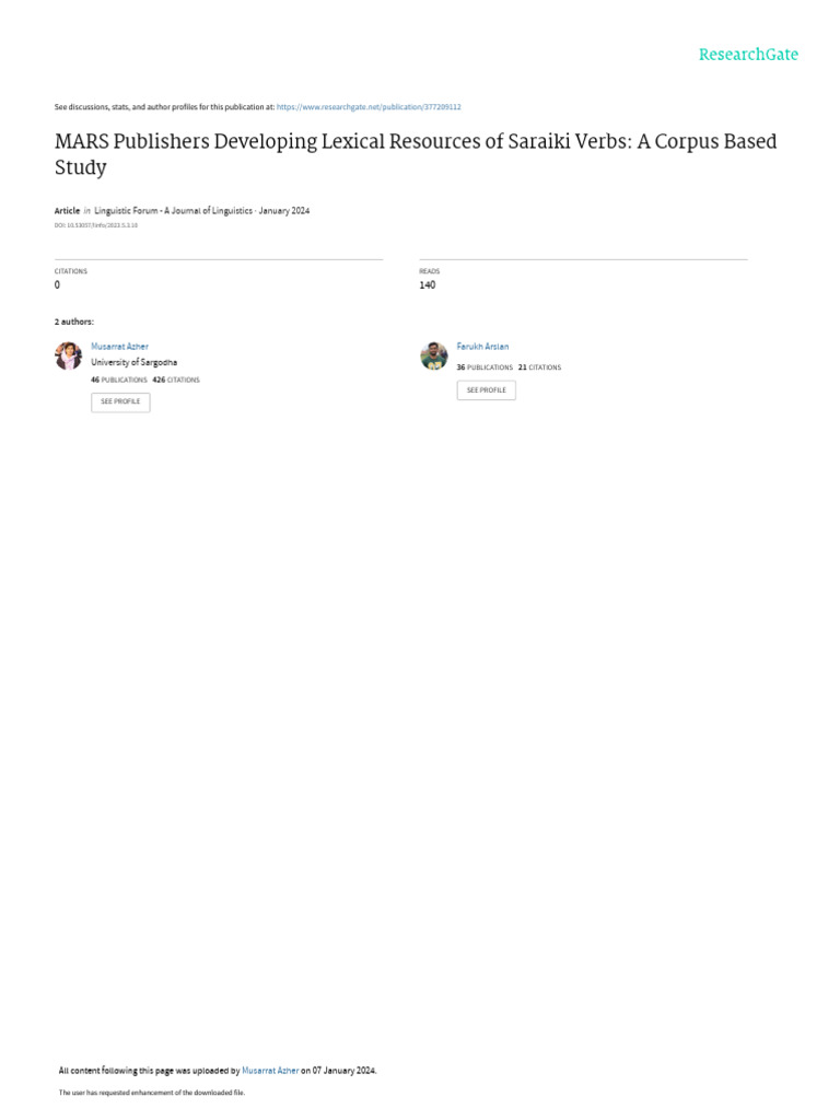 Developing Lexical Resources of Saraiki.pdflinFo | PDF | Lexical Semantics | Linguistics