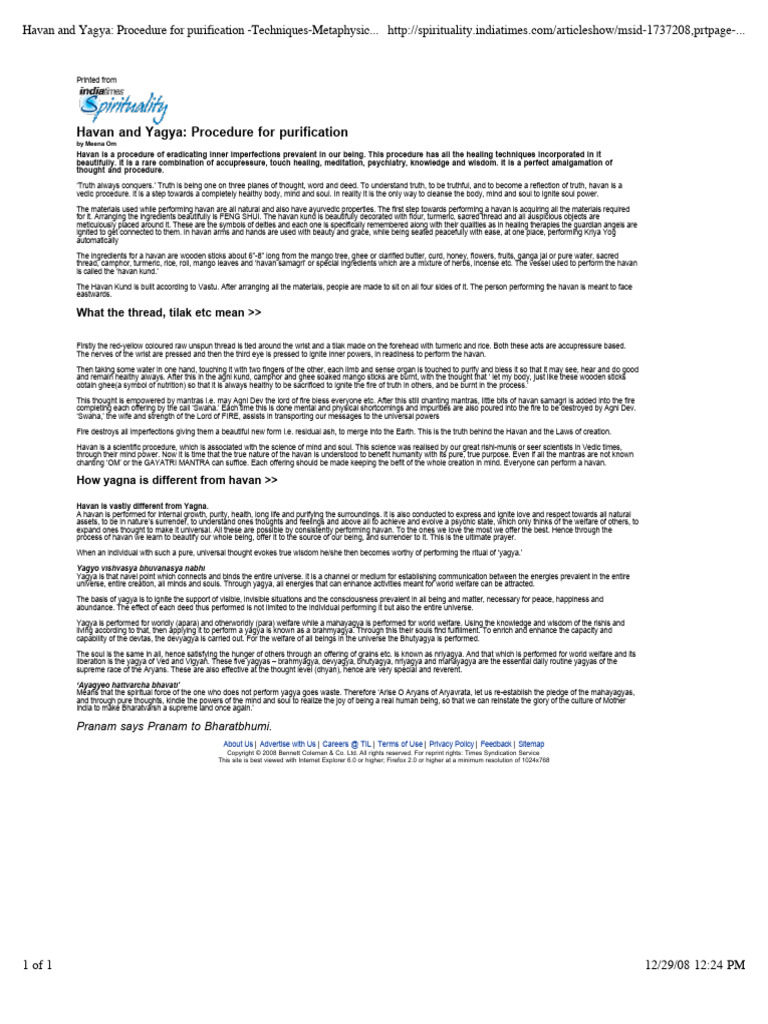 Havan and Yagya Procedure For Purification | PDF | Mantra