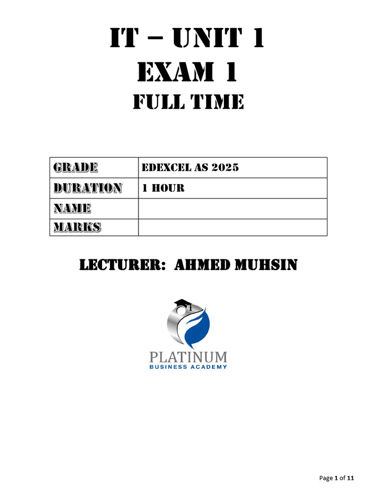 Mock Exam Format | PDF | Computer Data Storage | Solid State Drive