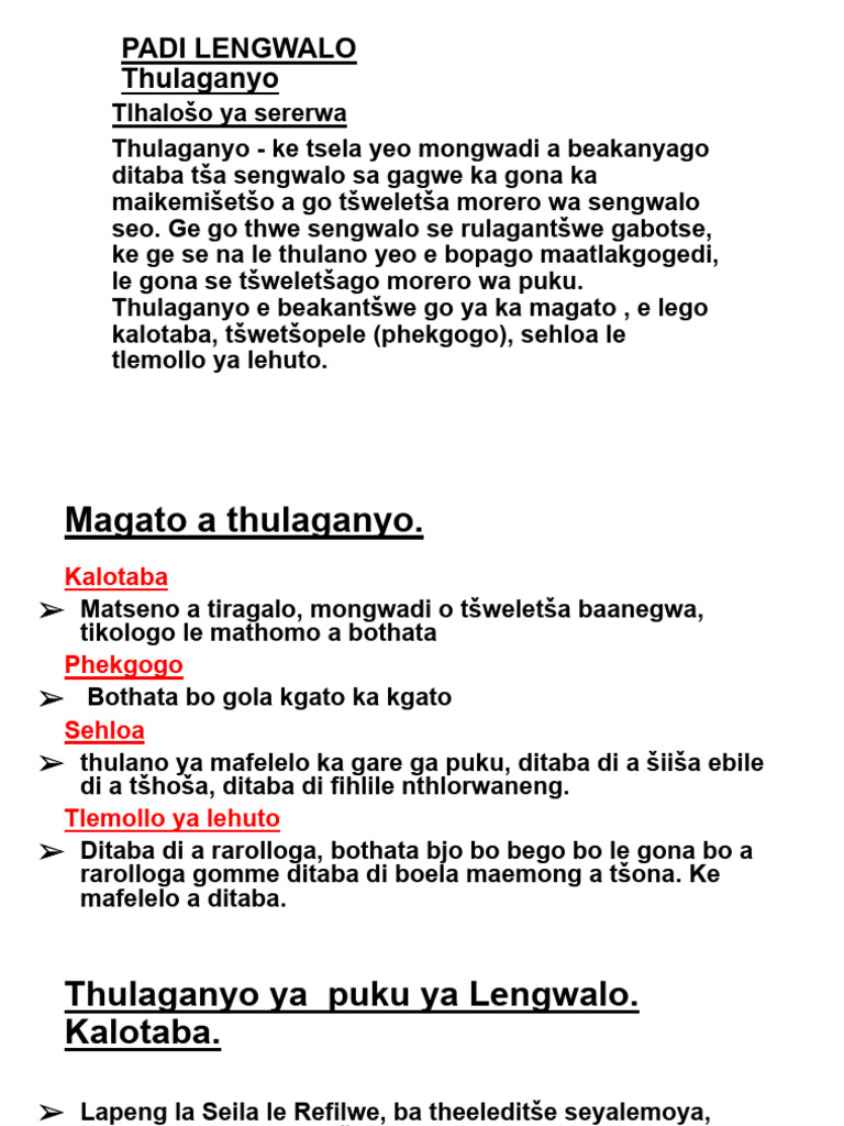 Lengwalo - Thulaganyo | PDF