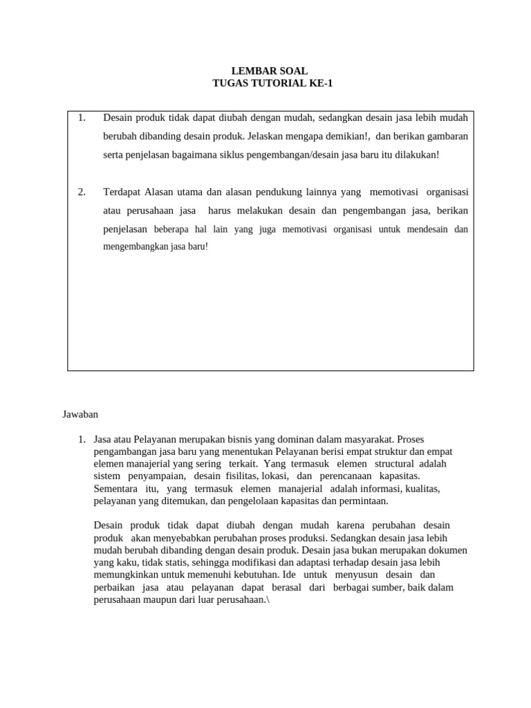 Tugas 1 Man Operasi Jasa | PDF