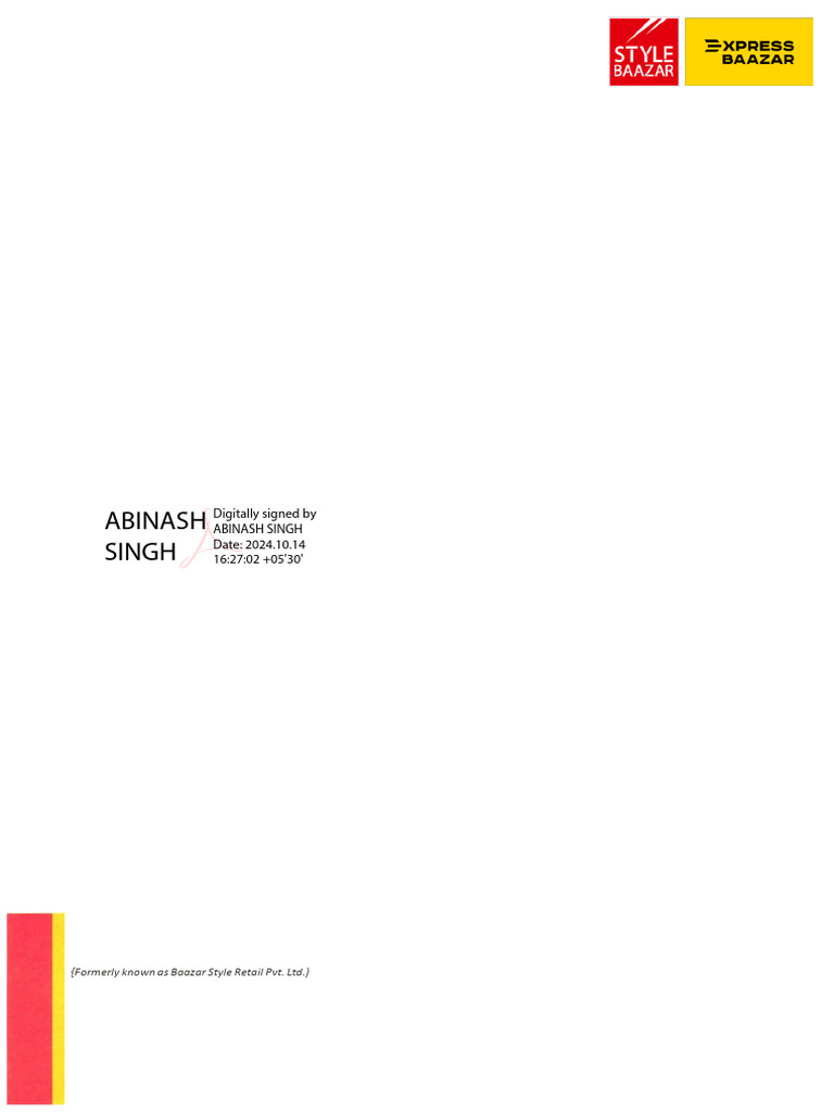 Abinash Singh: Baazar Style Retail Limited | PDF