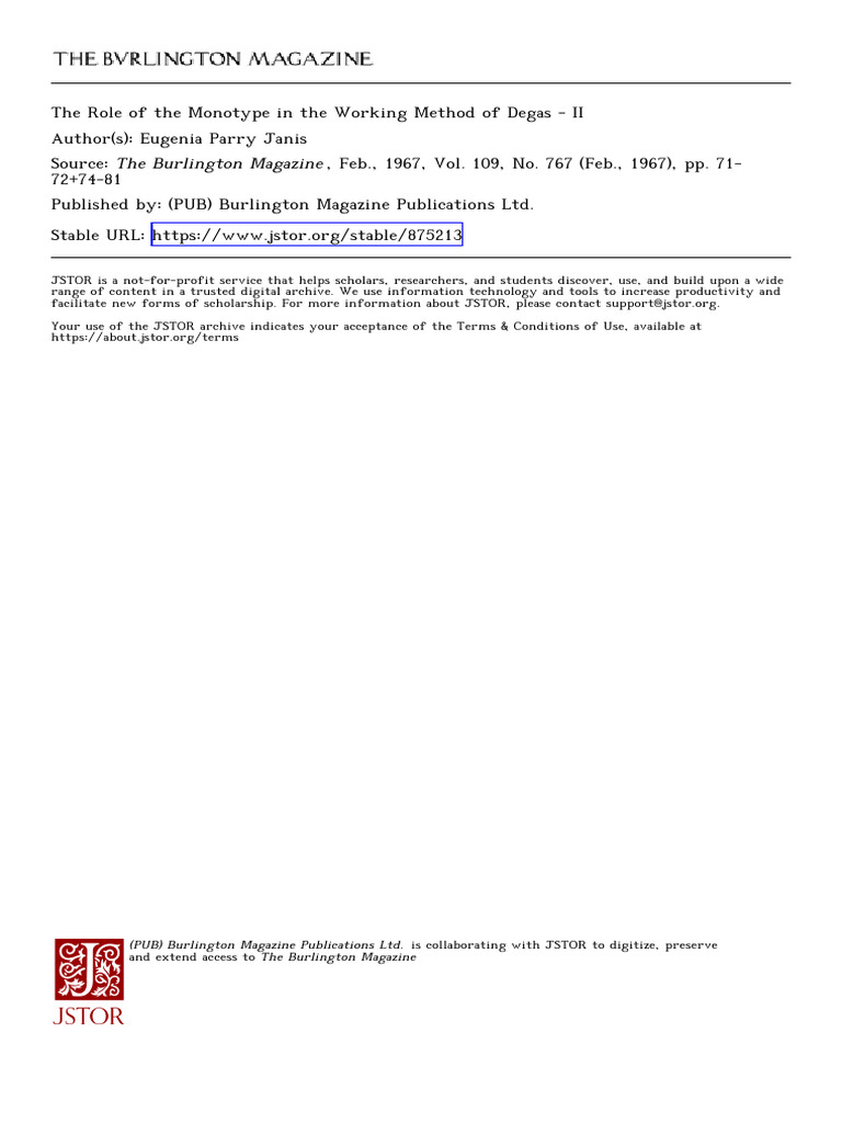 The Role of The Monotype in The Working Method of Degas - II | PDF | Lithography | Edgar Degas
