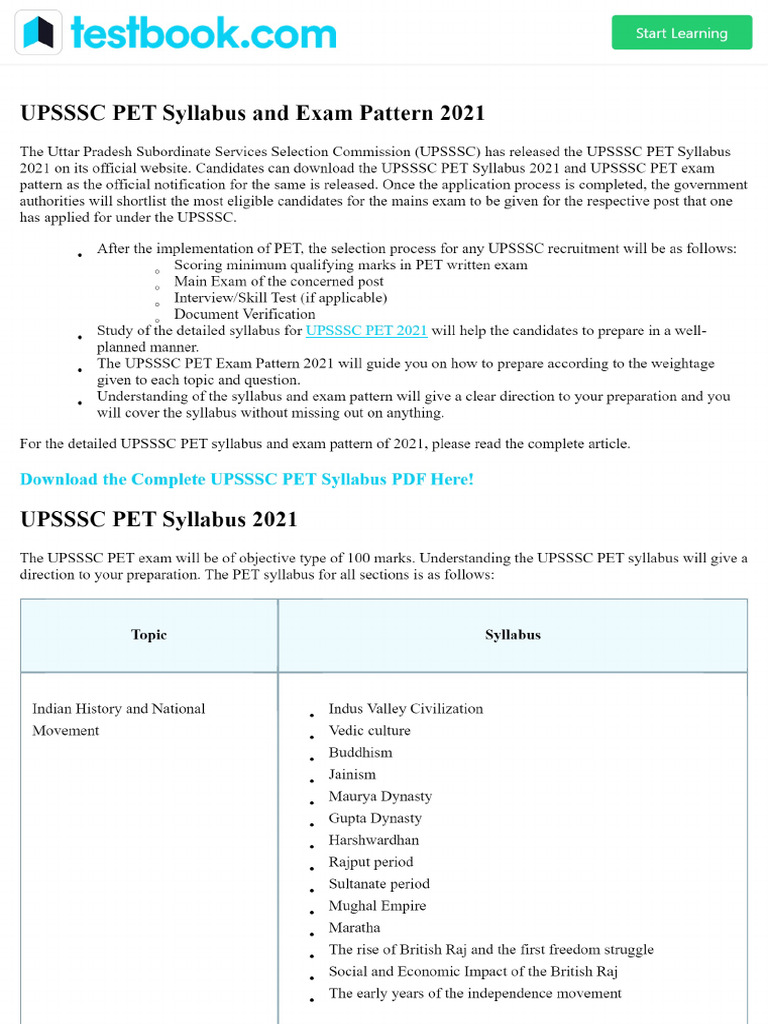 UPSSSC PET Syllabus and Exam Pattern 2021 | PDF
