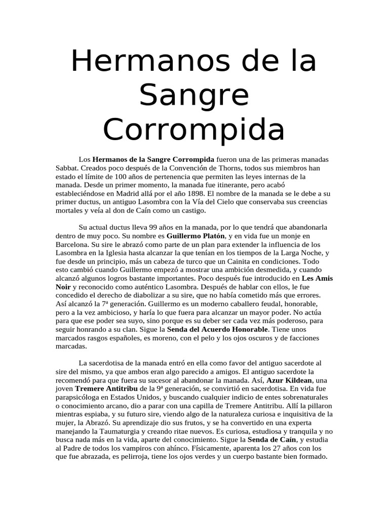 Hermanos de La Sangre Corrompida | PDF | Religión y espiritualidad