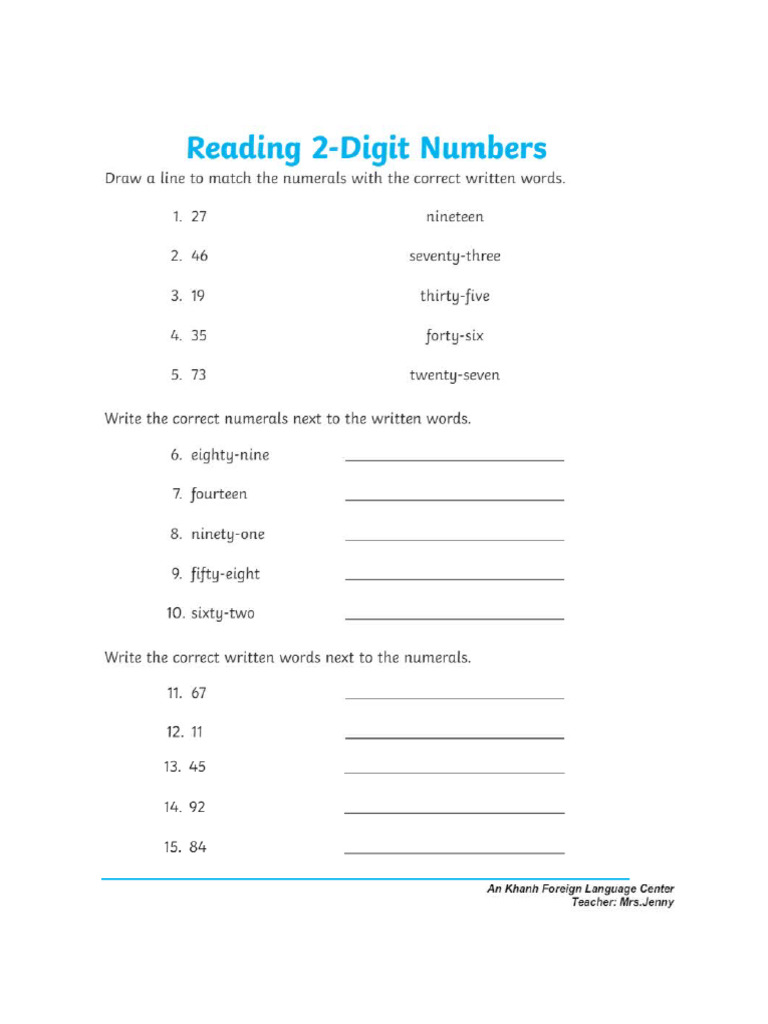 Number Worksheet 2 | PDF